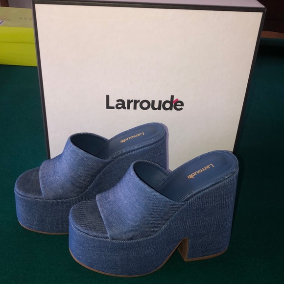 Larroude | Shoes | Wanda Platform Mule In Blue Denim Inspired By Wanda ...